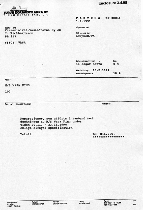 invoice turku repair yard